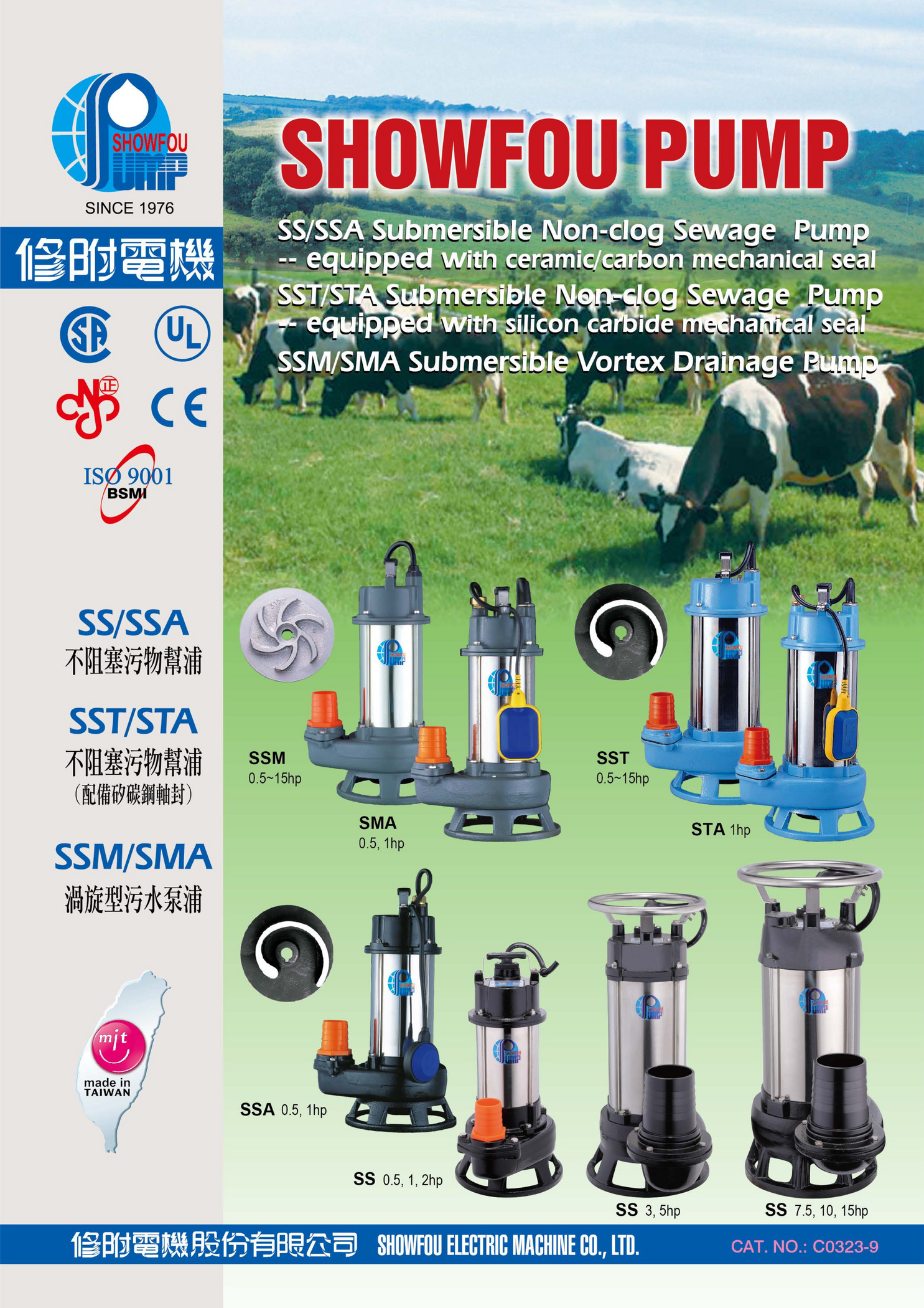 SHOWFOU (SS) Series Submersible Non-Clog Sewage Pump Made in Taiwan 不阻 ...