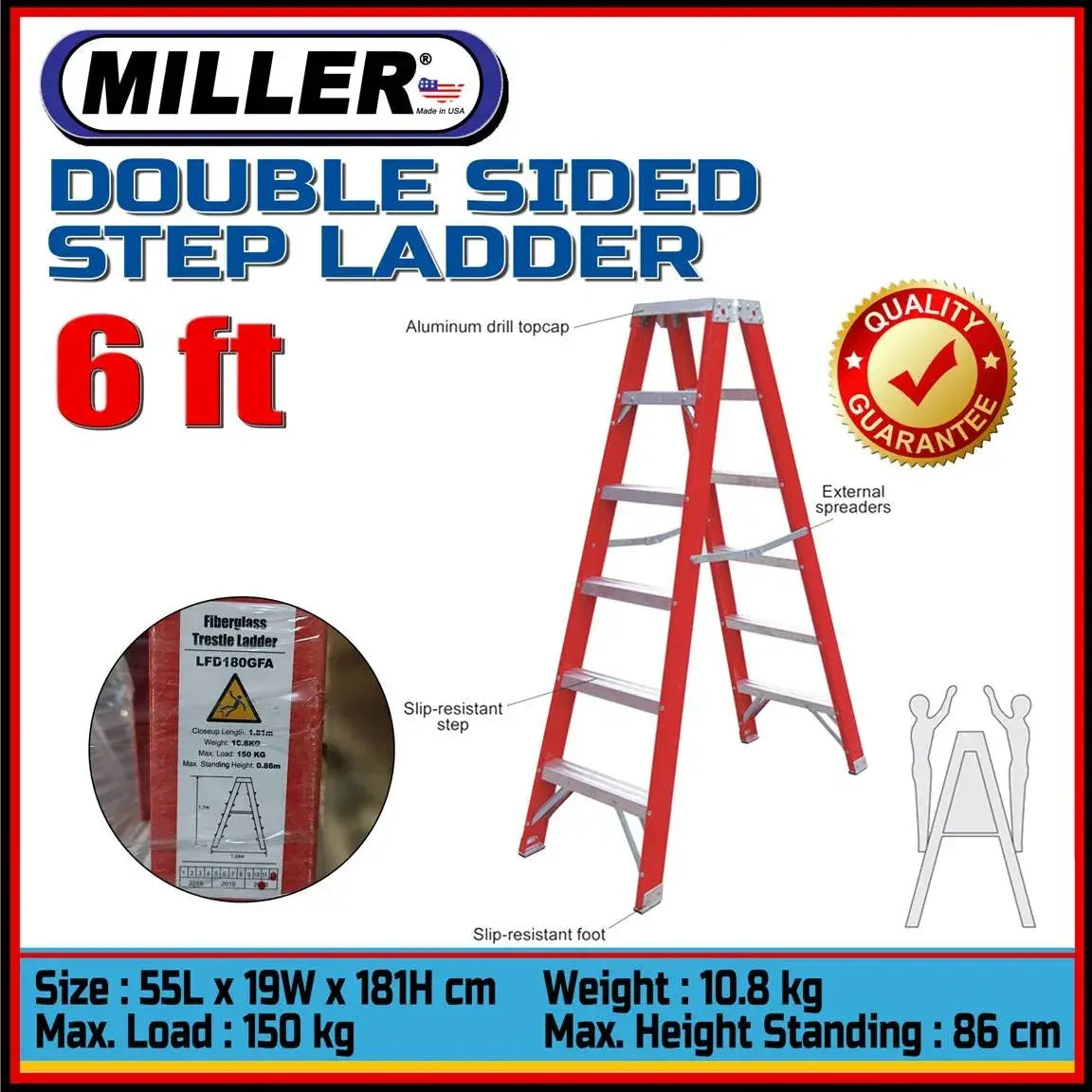 Miller Double Sided Fiberglass Step Ladders (USA) — SEPTFOUR INDUSTRIAL ...