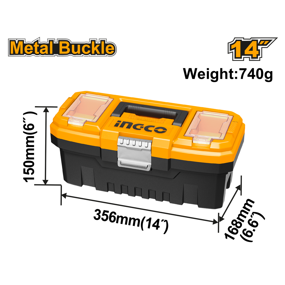 Ingco 14" Plastic Tool Box PBX1402 — SEPTFOUR INDUSTRIAL SUPPLY