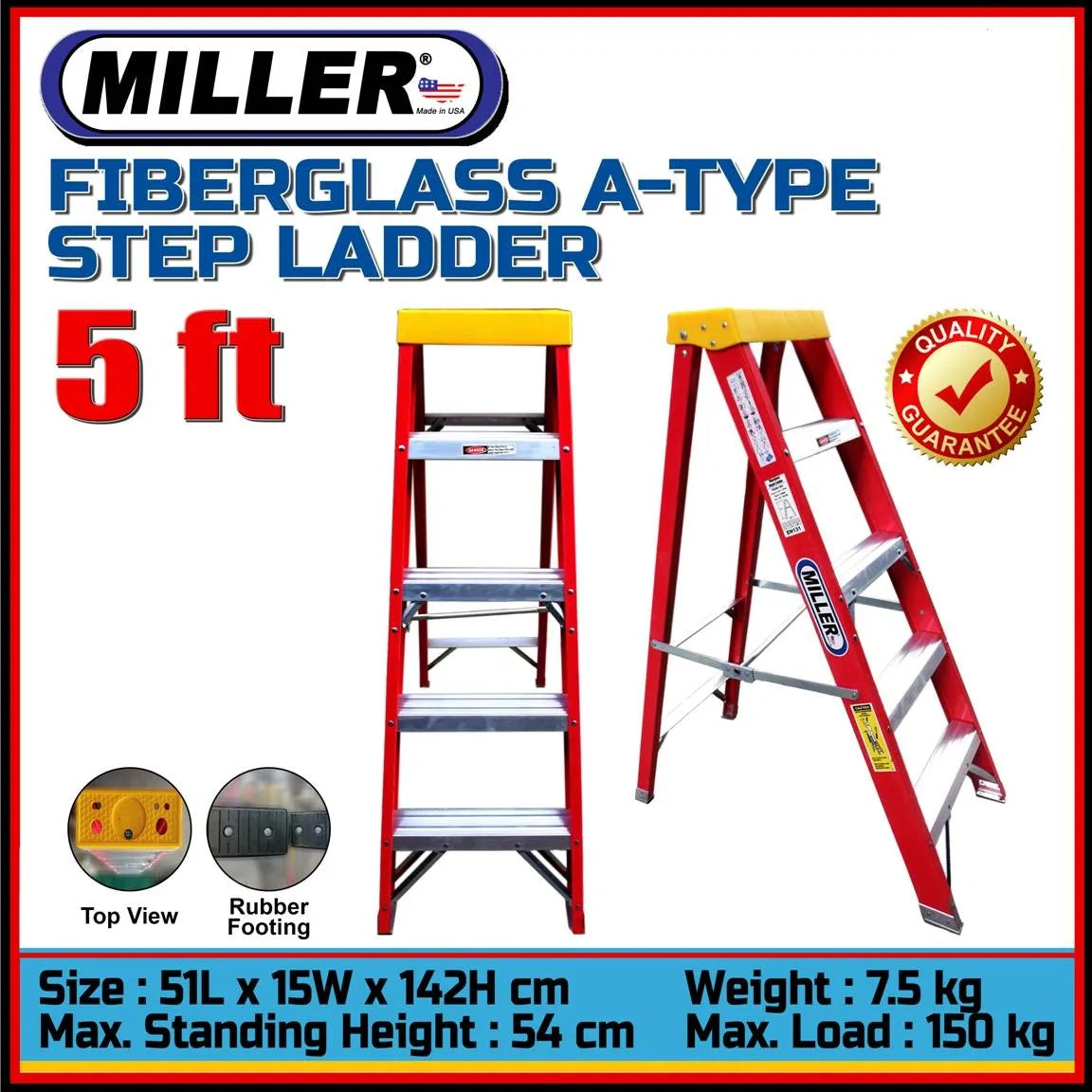 Miller Fiberglass A-Type Step Ladders (USA) — SEPTFOUR INDUSTRIAL SUPPLY