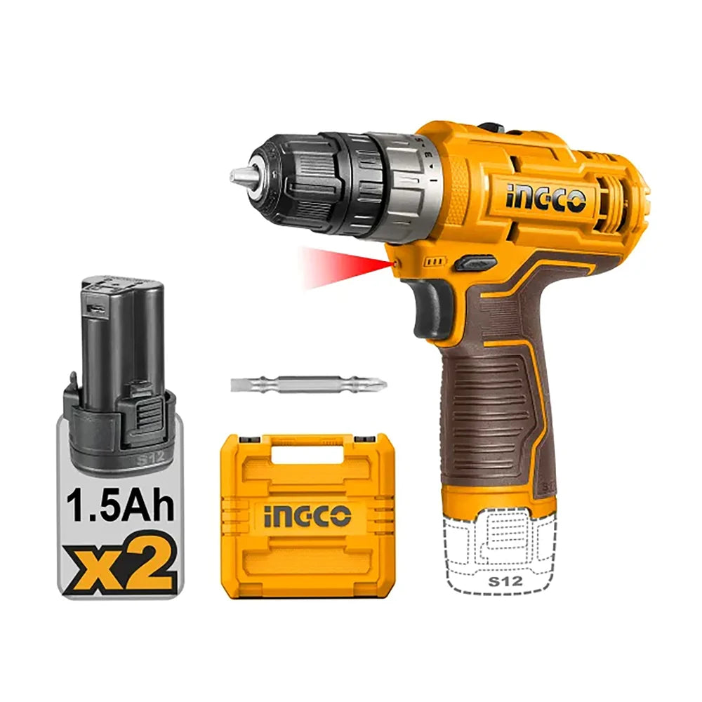 Ingco 12V Li-Ion Cordless Drill USB type-C Charging Port CDLI12202 ...