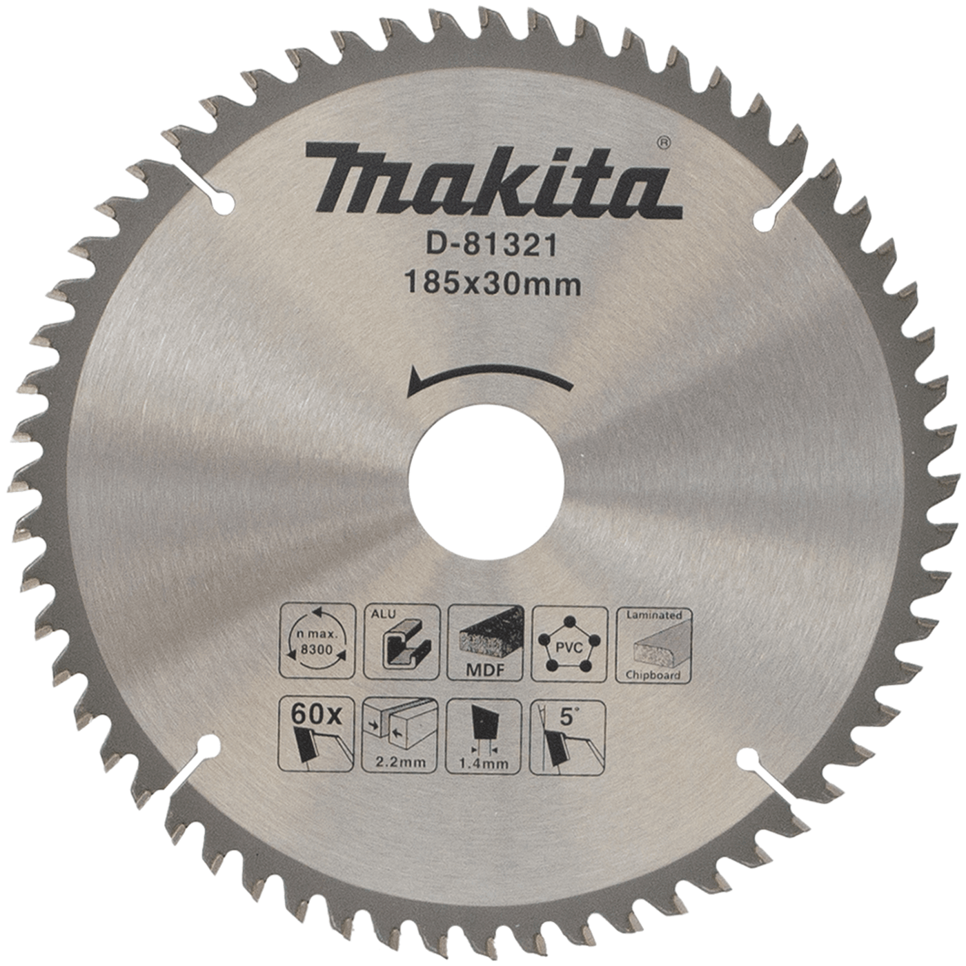 Makita 185mm (7-1/4") x 60T TCT Multi Cut Circular Saw Blade D-81321 ...