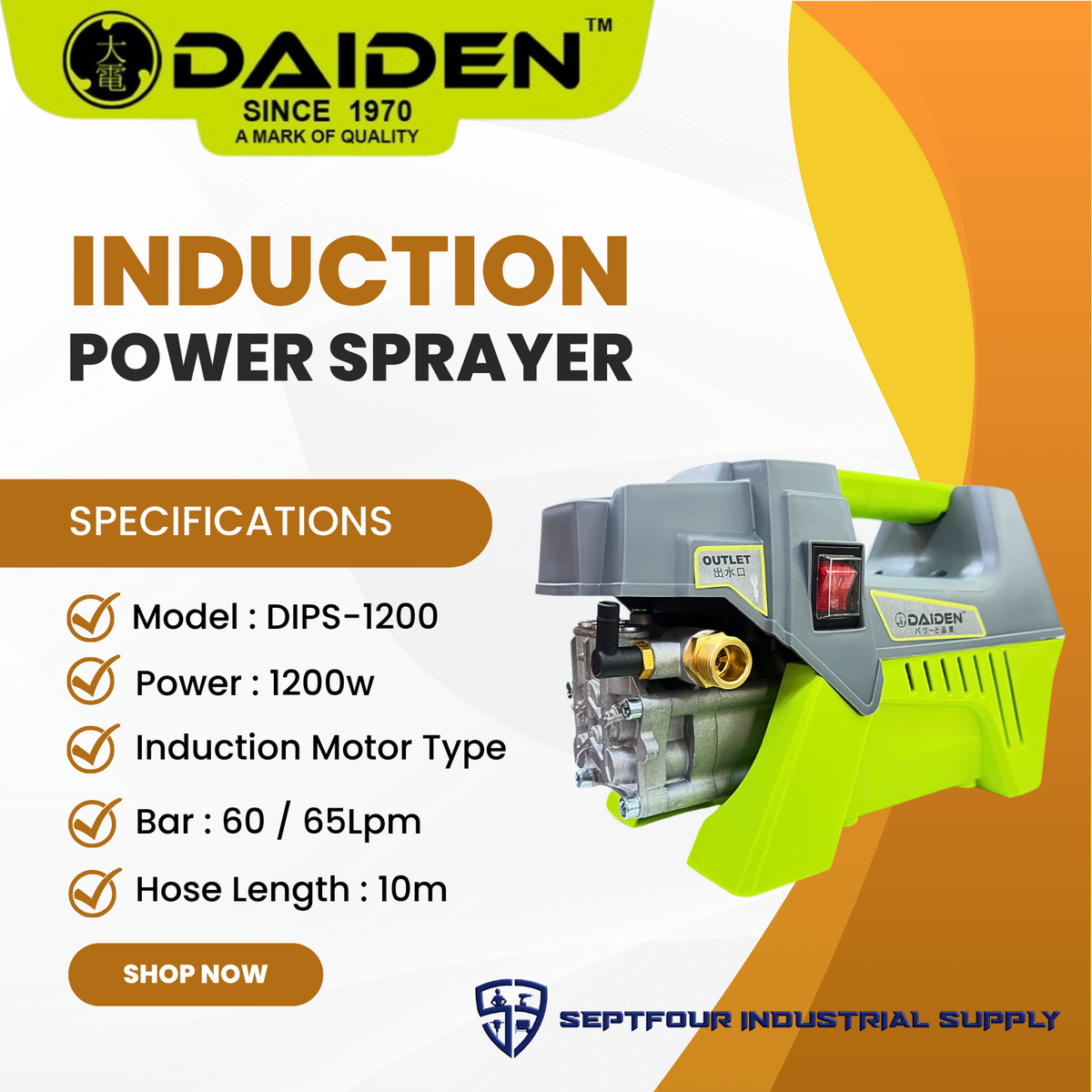 Daiden Induction Motor Portable Power Sprayer DIPS-1200 — SEPTFOUR ...