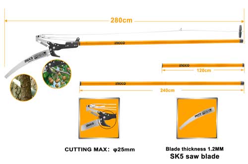 Ingco Extendable Pole Saw & Pruner HEPS25281 — SEPTFOUR INDUSTRIAL SUPPLY