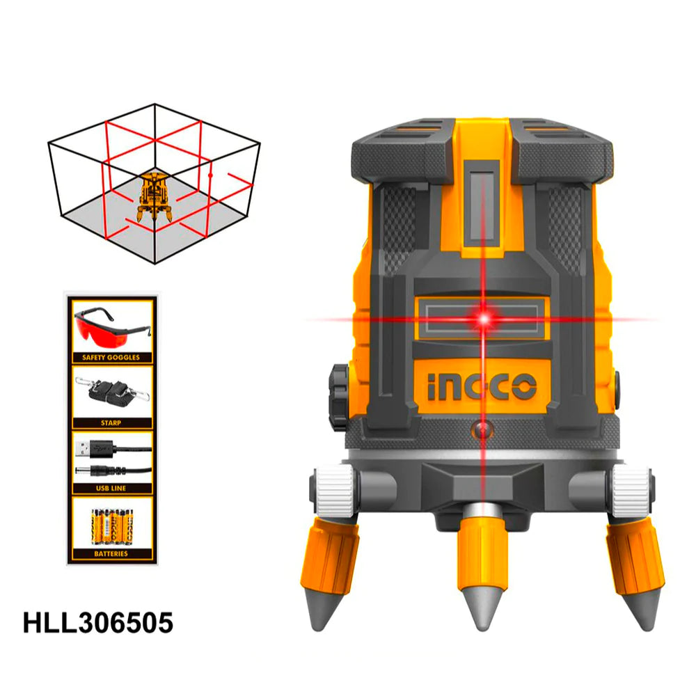 Ingco 0~20m Self-Leveling Line Laser (Red Laser Beam) HLL306505 ...
