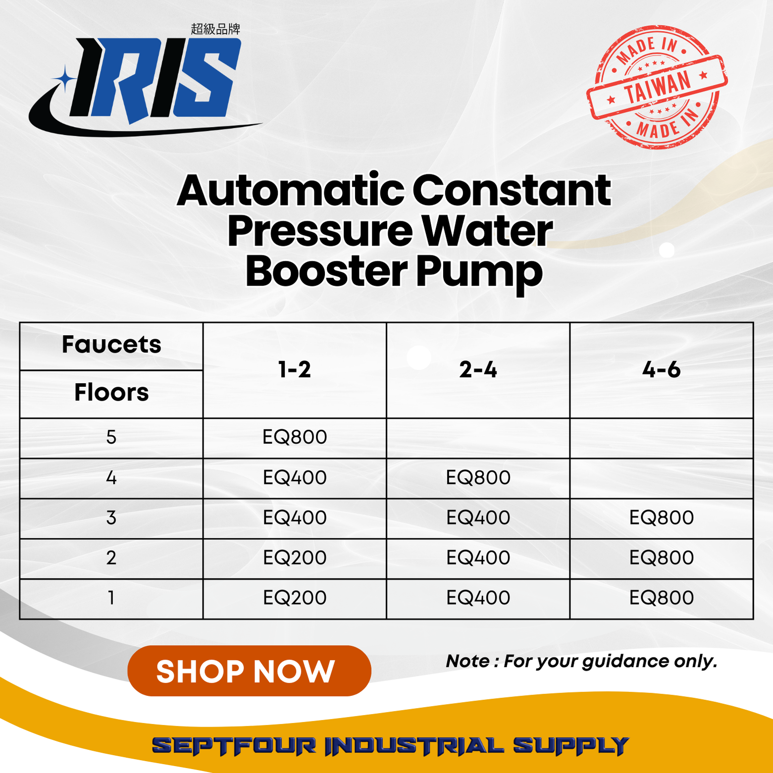 IRIS Automatic Constant Pressure Water Booster Pump - Made in Taiwan ...