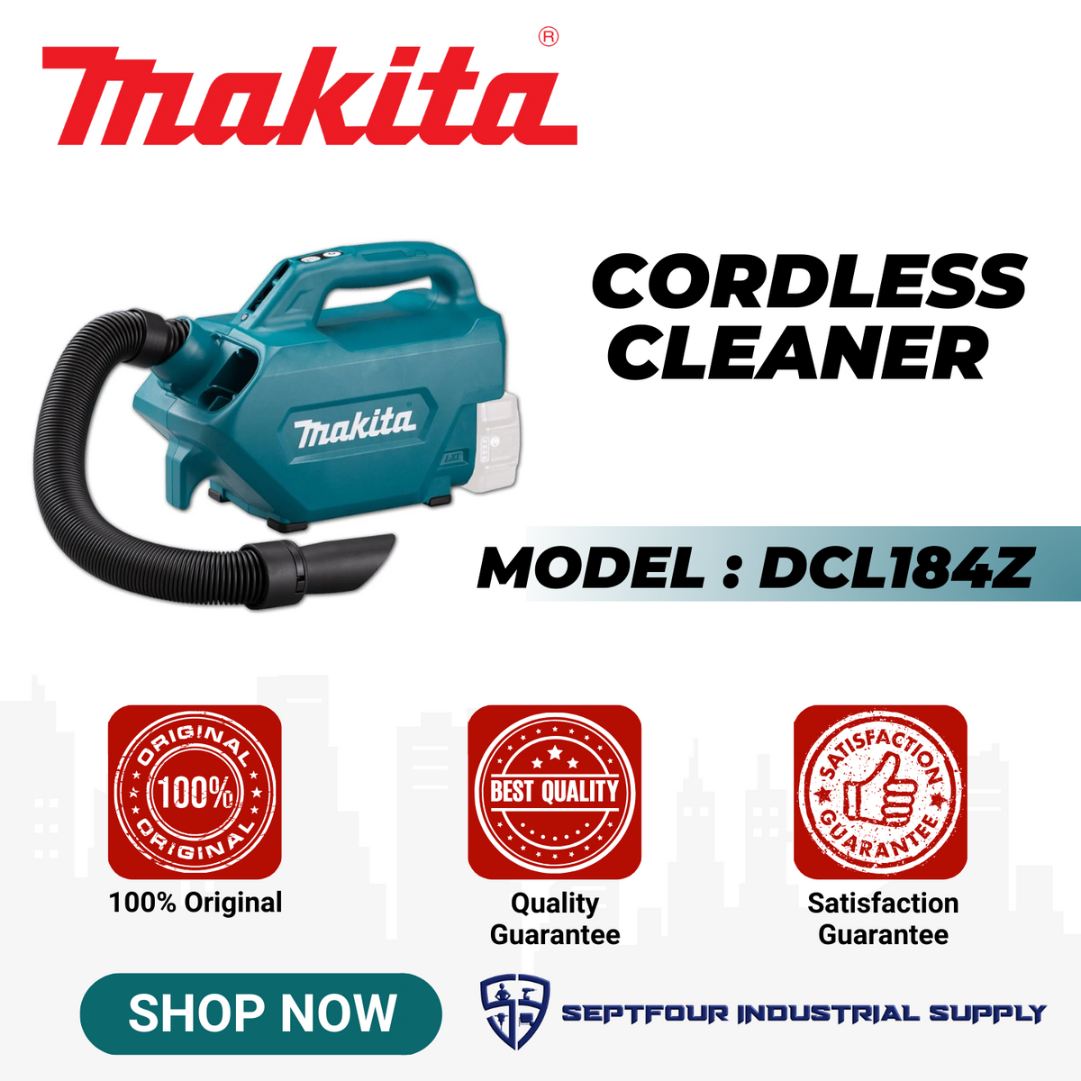 Makita 330ml Cordless Cleaner DCL184Z — SEPTFOUR INDUSTRIAL SUPPLY