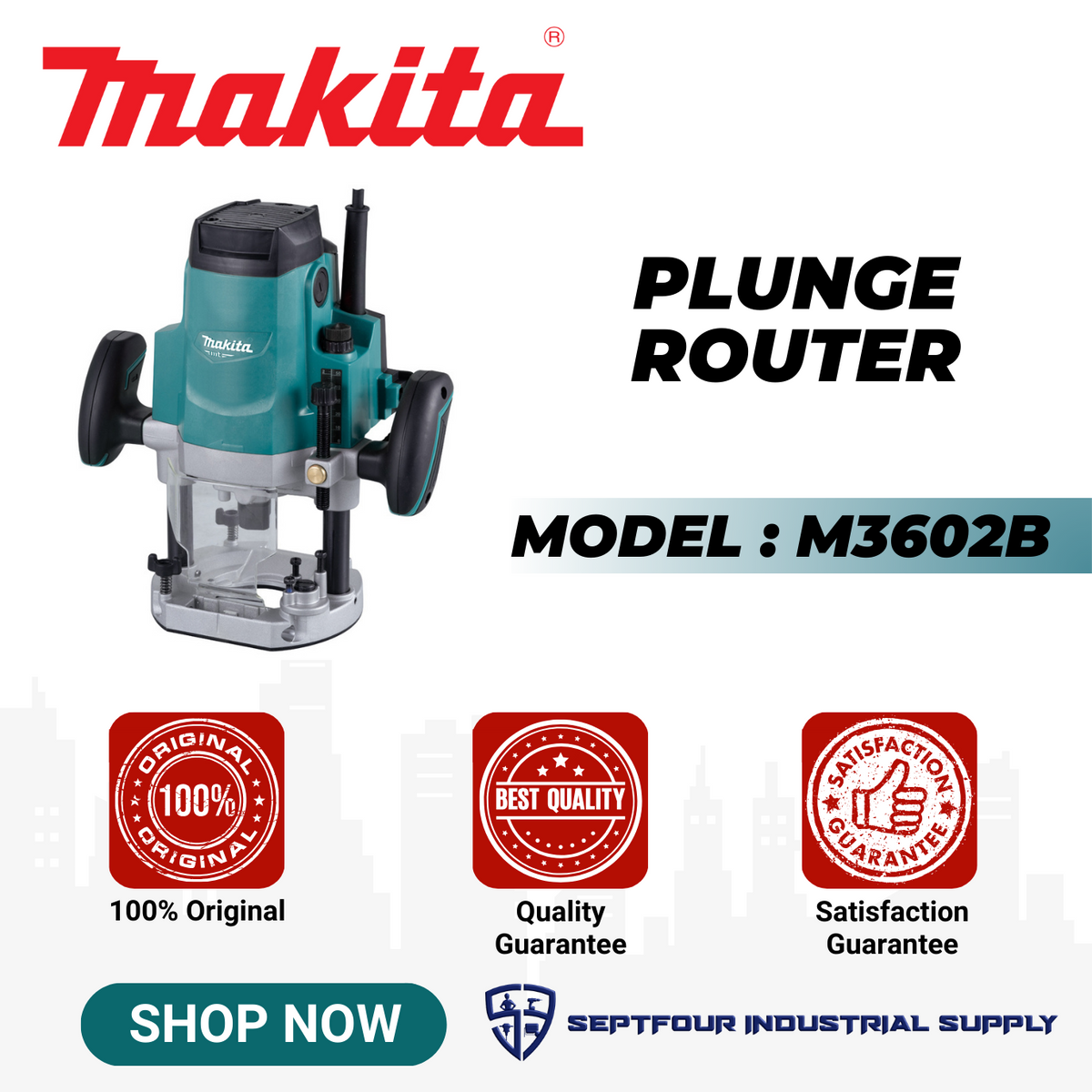 Makita 12mm ( 1/2") Plunge Router M3602B — SEPTFOUR INDUSTRIAL SUPPLY