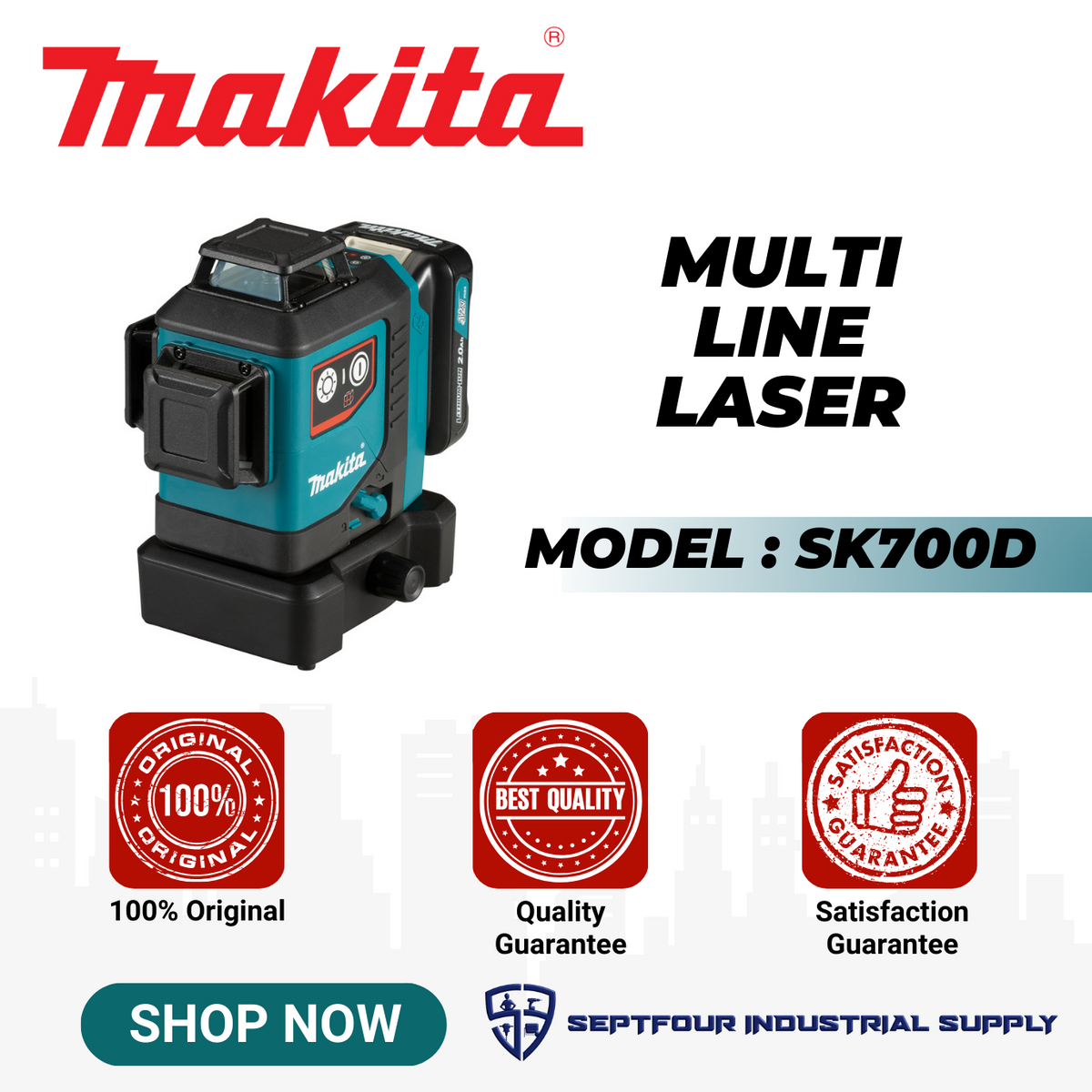 Makita 12V CXT XPT Rechargeable Multi Line Laser ( Red Light) SK700D ...