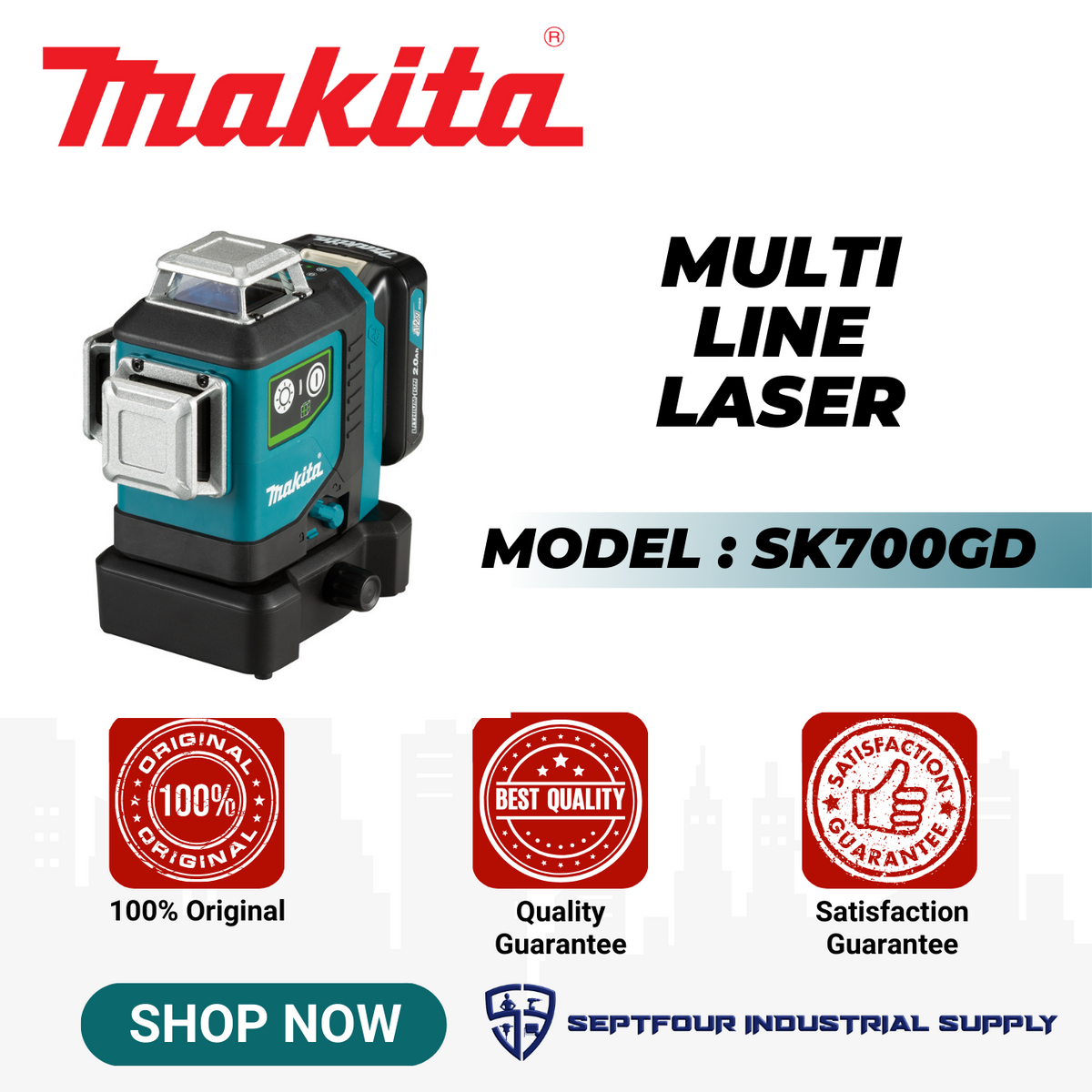 Makita 12V Rechargeable Multi Line Laser Level SK700GD — SEPTFOUR ...