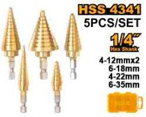 Ingco 5pcs Step Drill Bit Set AKSDS2051 — SEPTFOUR INDUSTRIAL SUPPLY