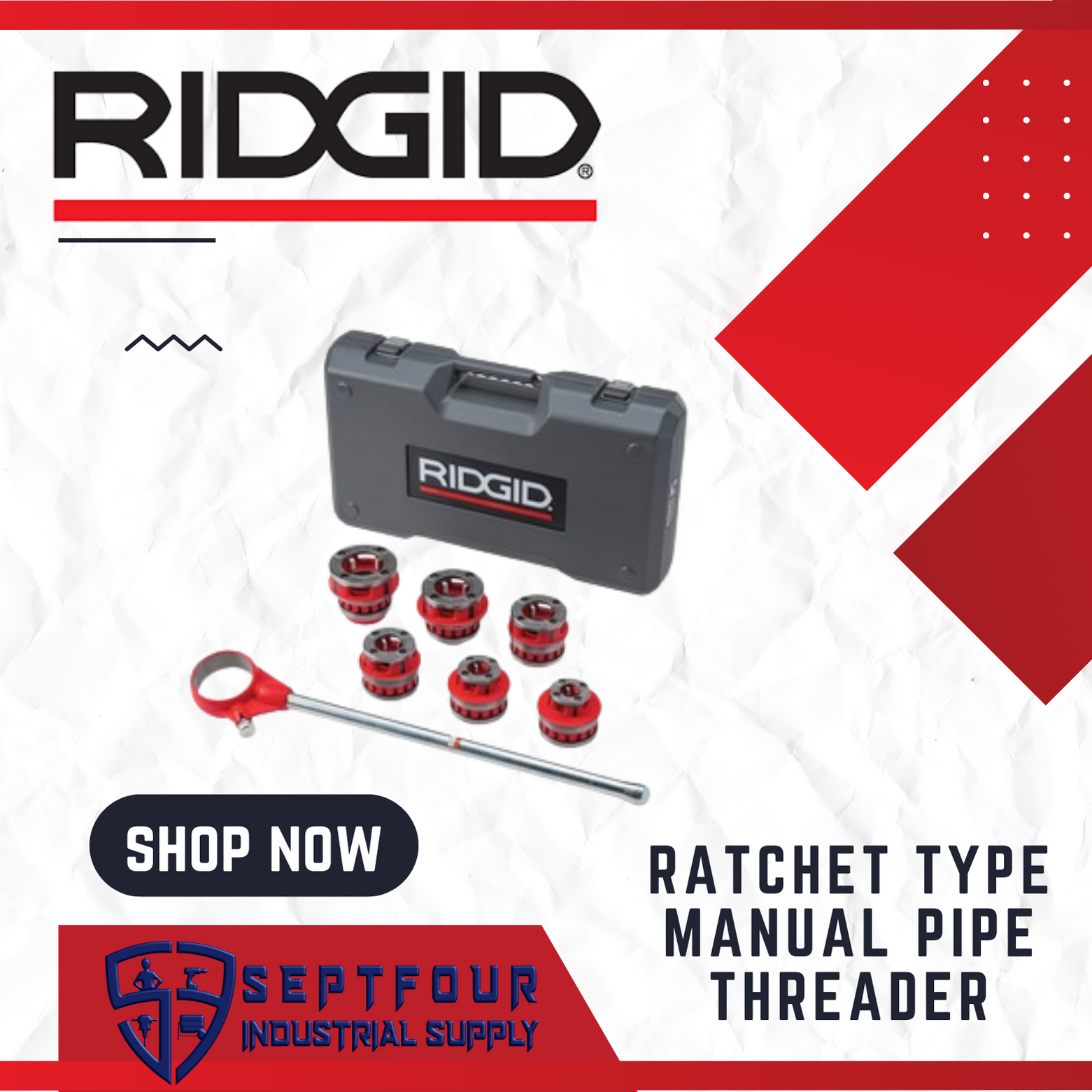 Ridgid Exposed Ratchet Threader - Ratchet and Handle/Die Head with All ...
