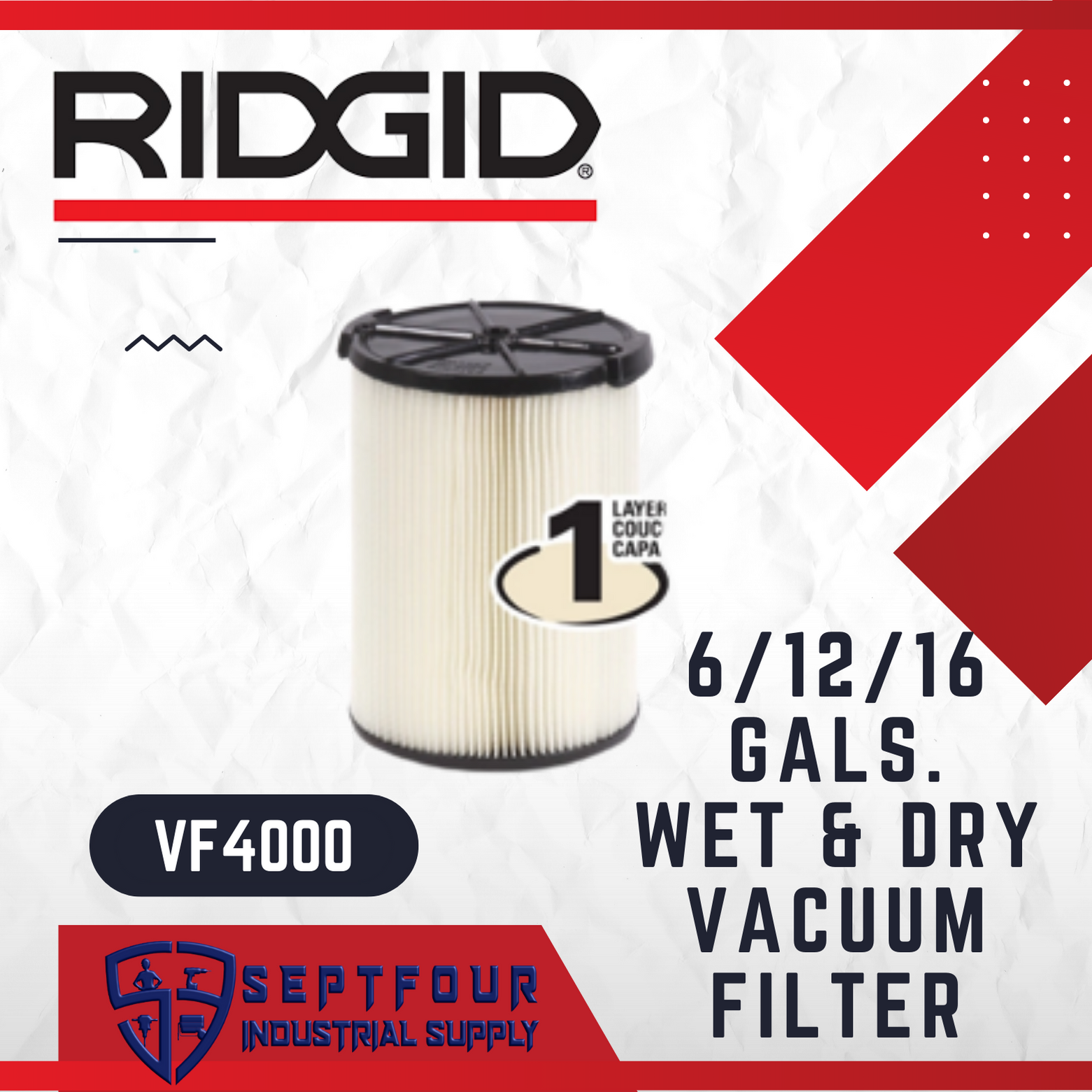 Ridgid Vacuum Filter (White) VF4000 — SEPTFOUR INDUSTRIAL SUPPLY