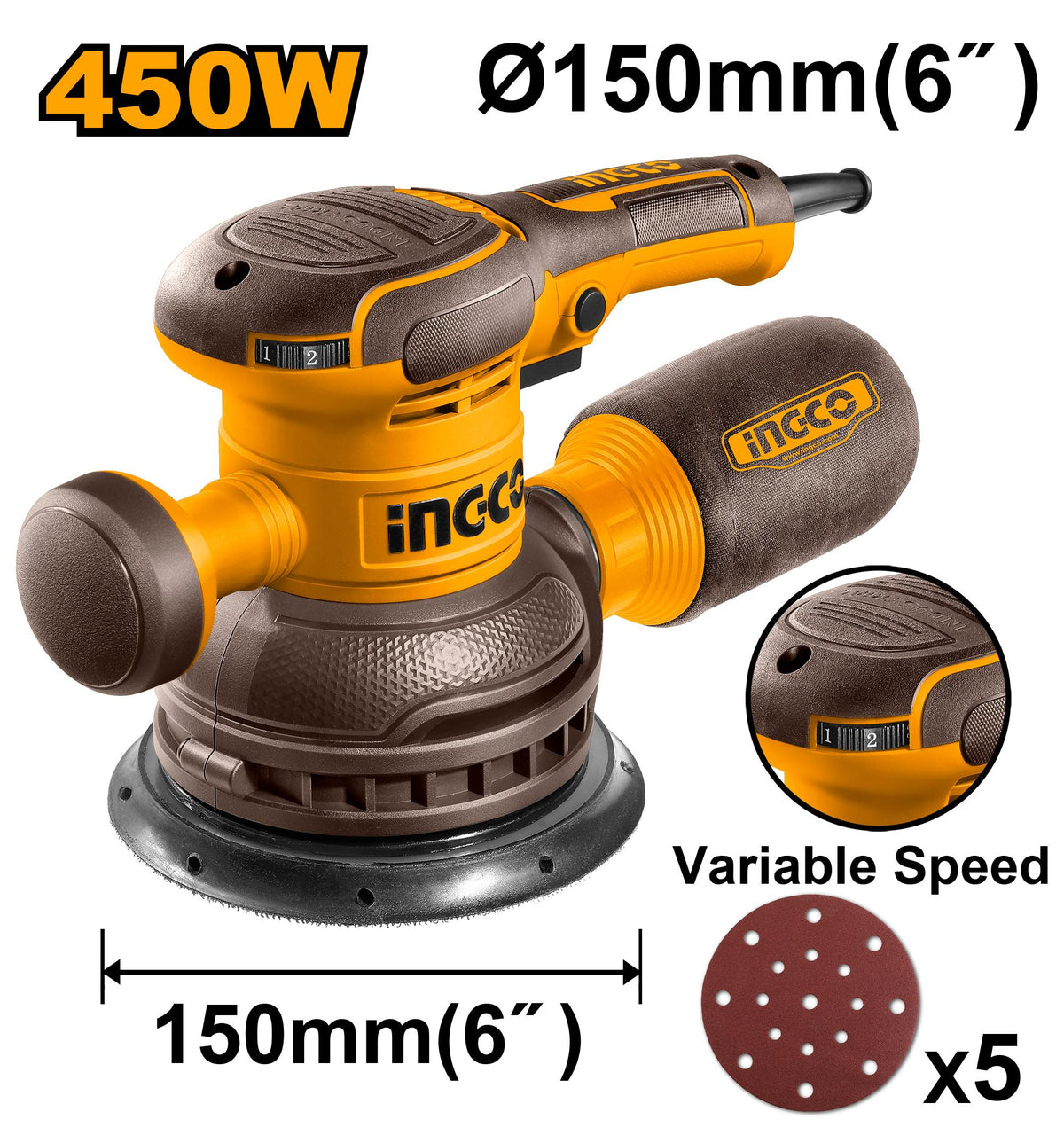 Ingco 450W Rotary Sander RS4516 — SEPTFOUR INDUSTRIAL SUPPLY