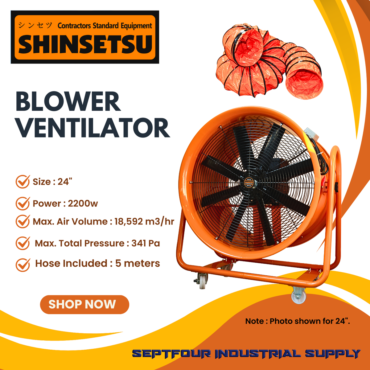 Shinsetsu Portable Blower Ventilator — SEPTFOUR INDUSTRIAL SUPPLY