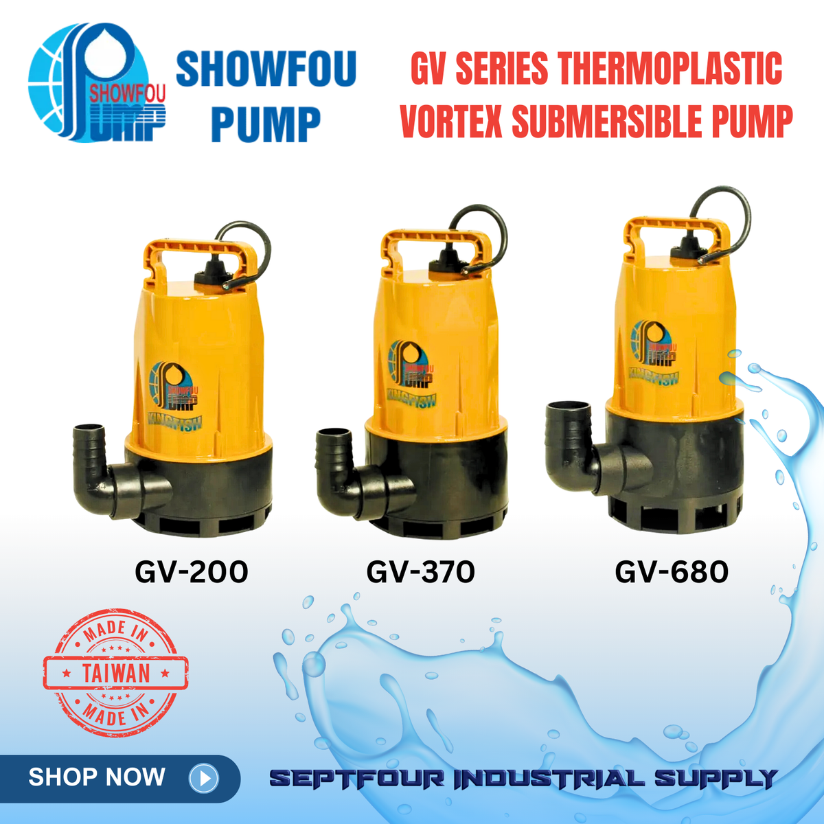 SHOWFOU (GV) series Thermoplastic Vortex Submersible Pump - Dirty Wate ...