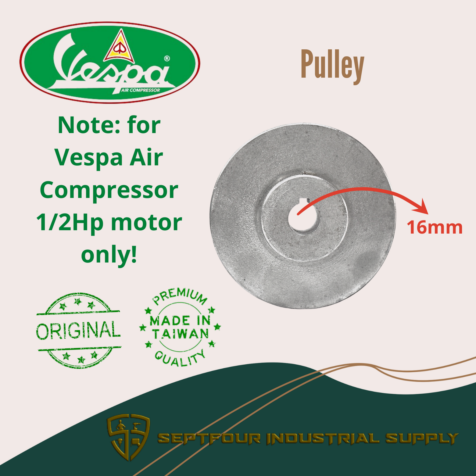 Vespa Air Compressor Motor Pulley — SEPTFOUR INDUSTRIAL SUPPLY