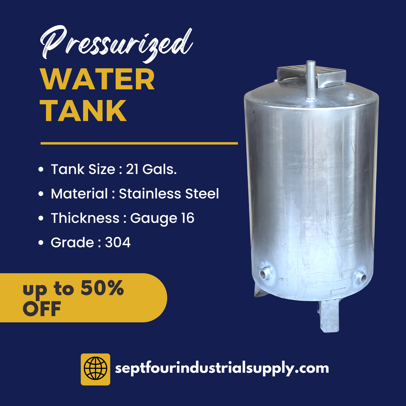 Pressurized Stainless Water Tank (Pressure Tank) — SEPTFOUR INDUSTRIAL ...