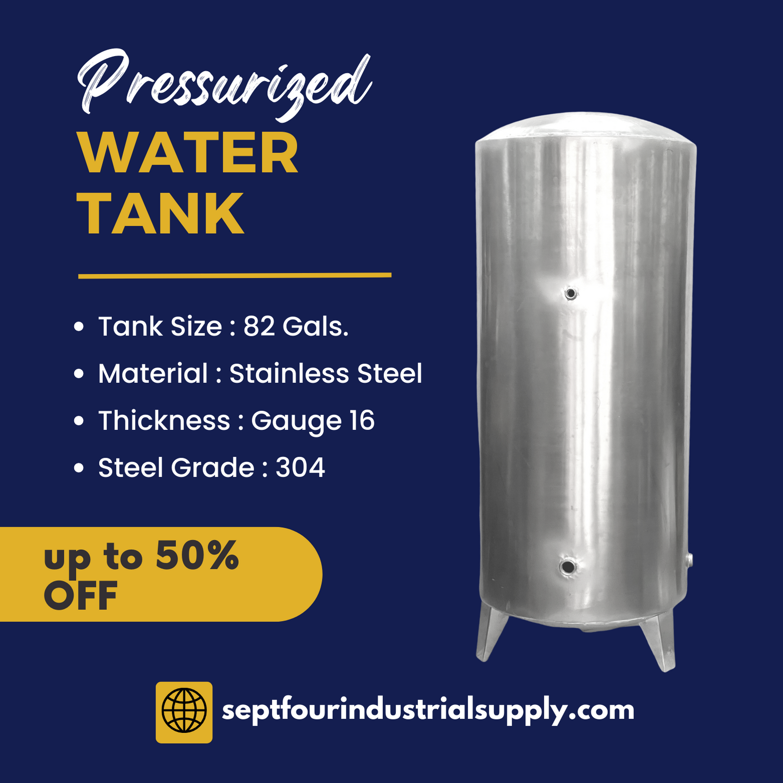 Pressurized Stainless Water Tank (Pressure Tank) — SEPTFOUR INDUSTRIAL ...