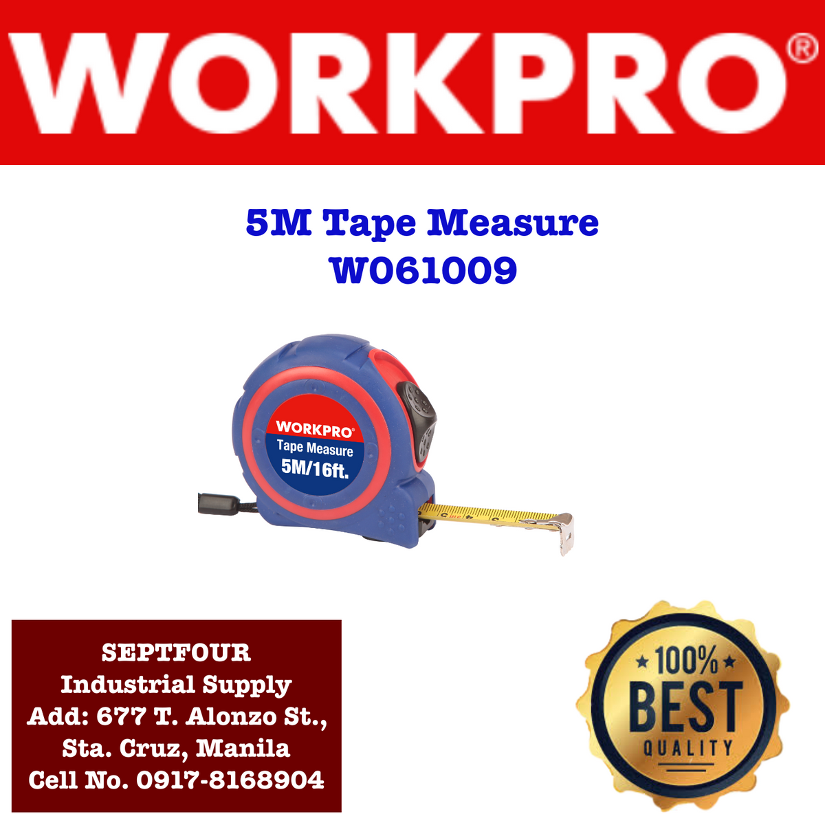 Workpro Plastic Tape Measure with Rubber Cover — SEPTFOUR INDUSTRIAL SUPPLY