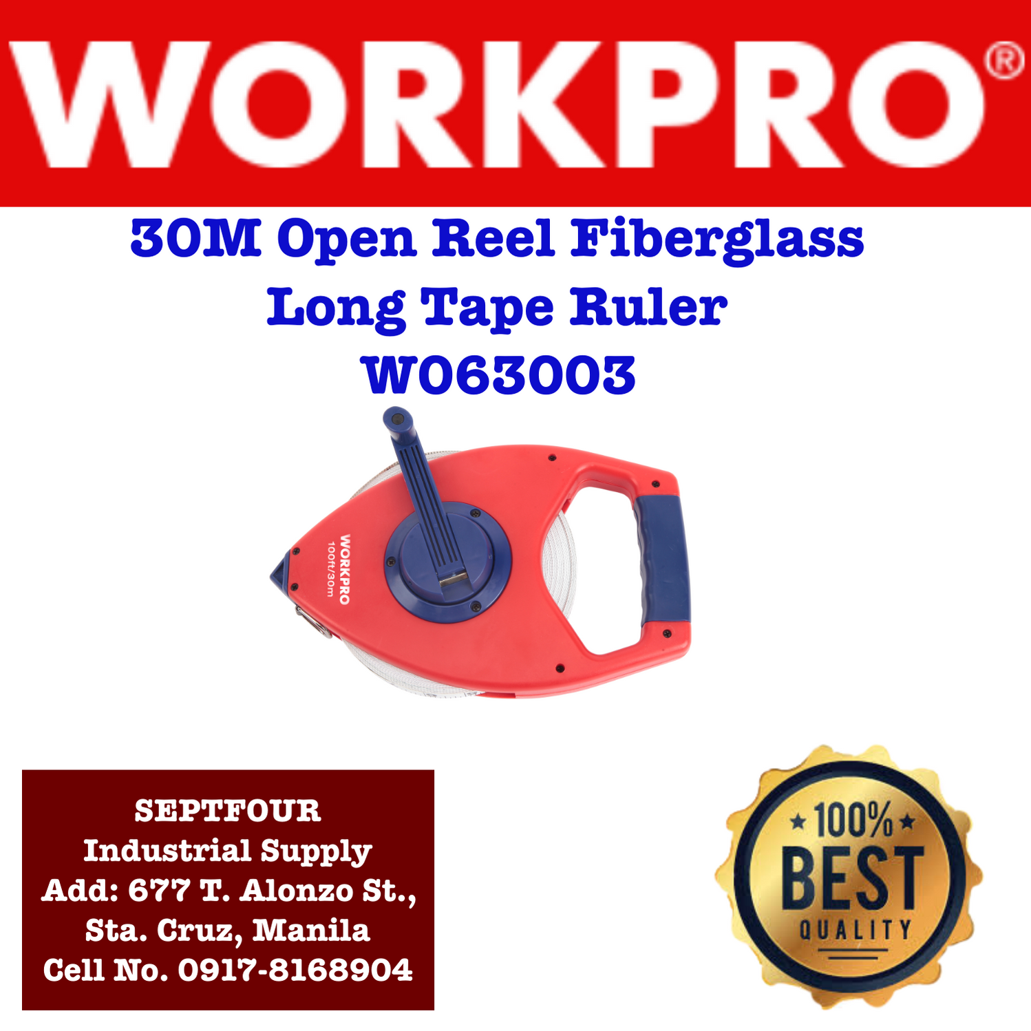 Workpro Open Reel Fiberglass Long Tape Ruler — SEPTFOUR INDUSTRIAL SUPPLY